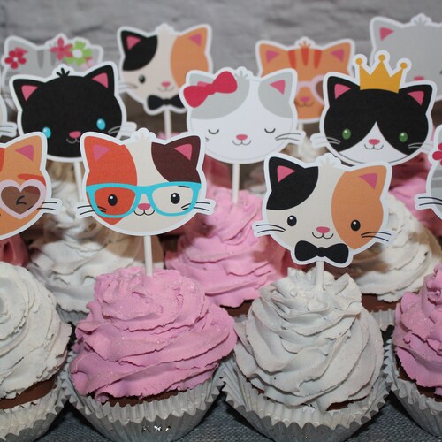 Kitten Cats Cupcake Toppers Set of 12 Birthday Party Theme - Etsy