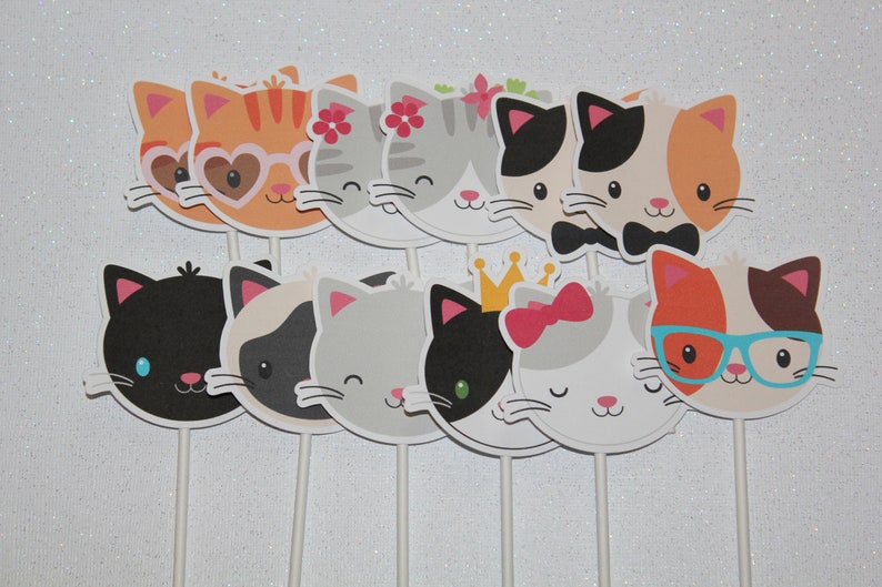 Cat Kitten Faces Cupcake Toppers - Etsy