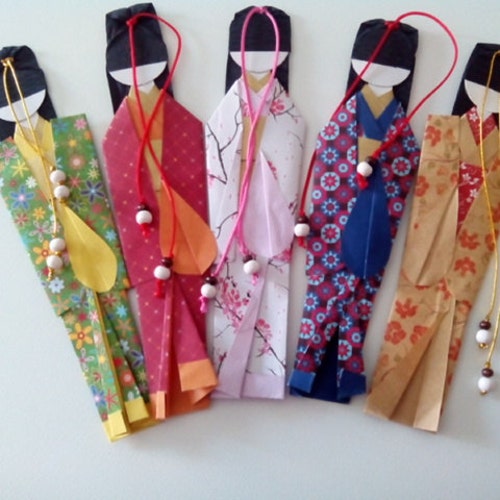 Handmade Japanese Origami Geisha Paper Doll Art Bookmarks - Etsy