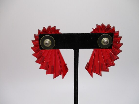 Vintage Ruby Red Plastic 1980s Bling Angel Wing Pierc… - Gem