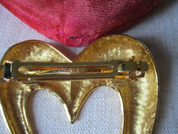 Vintage Huge Goldtone Modernist Heart Hair Barrette M… - Gem