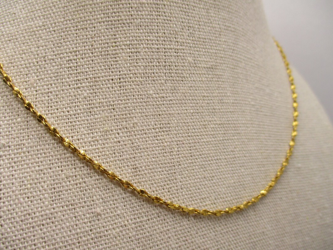 Vintage 14KGP Gold Plated Tiny Thin Dainty Chain Choker Necklace 18.5 ...
