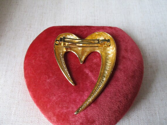Vintage Huge Goldtone Modernist Heart Hair Barrette M… - Gem