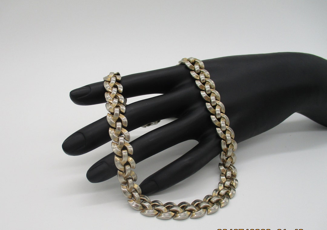 Vintage Crown Trifari Pat 156994 Heavy Silvertone Pretzel Link Chain ...