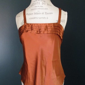 Vintage Lucie Ann Burnt Orange Cami, Pleated Bust Lingerie Camisole in Dark Orange, Size 36 ...