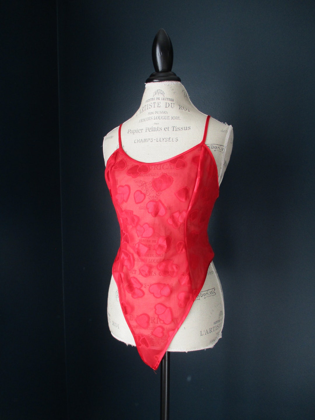 Vintage Seductive Wear By Cinema Etoile Sheer Classic Red Unlined Thong