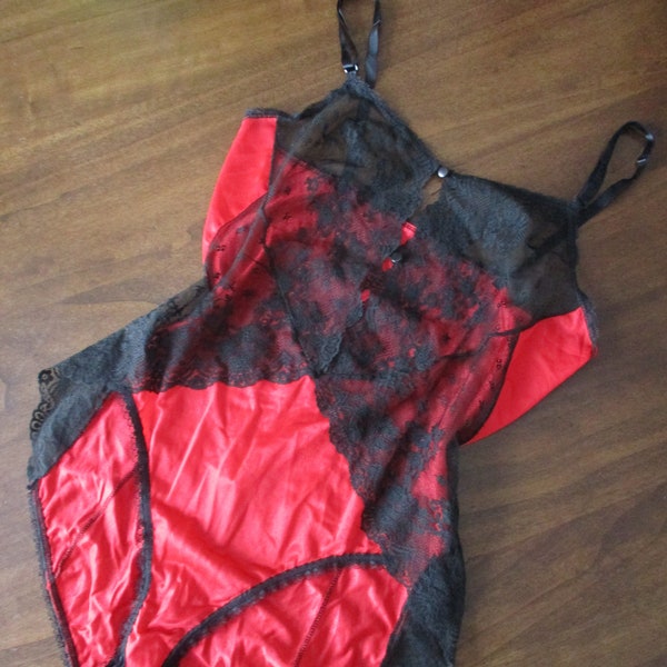 Red Satin Teddy - Etsy