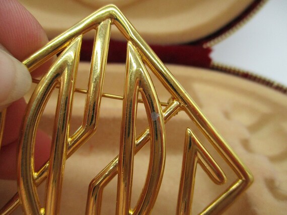 Vintage Monet Goldtone Art Deco Huge Diamond Shaped O… Gem