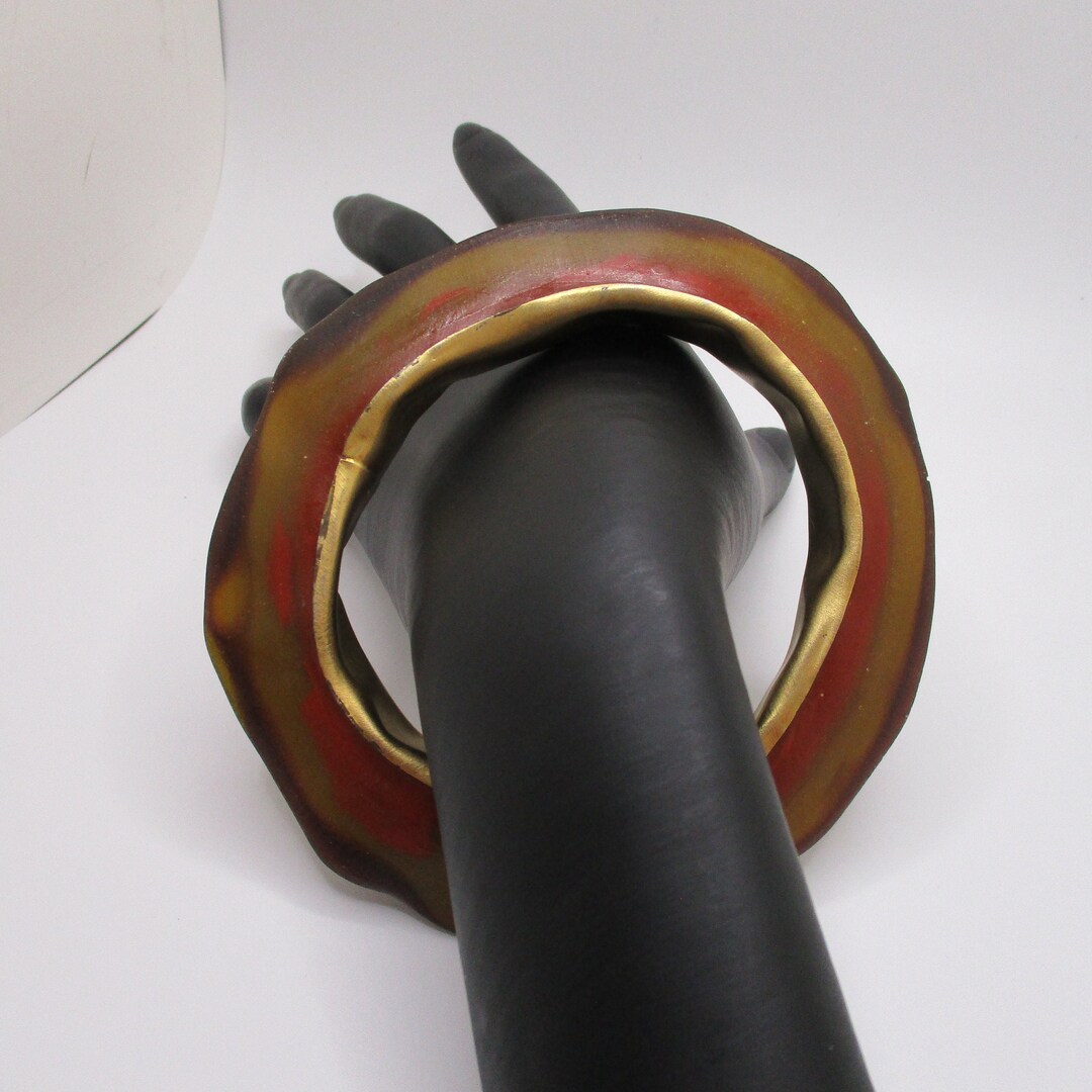 Vintage URSO David Urso Brown Red Natural Tone Boho Earthy Goldplated ...