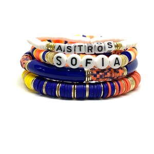 Houston Astros Heishi Clay Stack Bracelet With Gold/8mm Stack Soft African Vinyl Bracelets ...