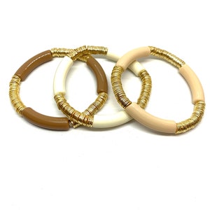 Skinny Acrylic Tube Bracelet/multi Color Tube Bracelet With Gold Disc ...