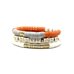 Tennessee Vols Heishi Clay Stack Bracelet With Gold/6mm Stack Soft African Vinyl Bracelets ...