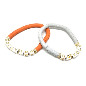 Tennessee Vols Heishi Clay Stack Bracelet With Gold/6mm Stack Soft African Vinyl Bracelets ...