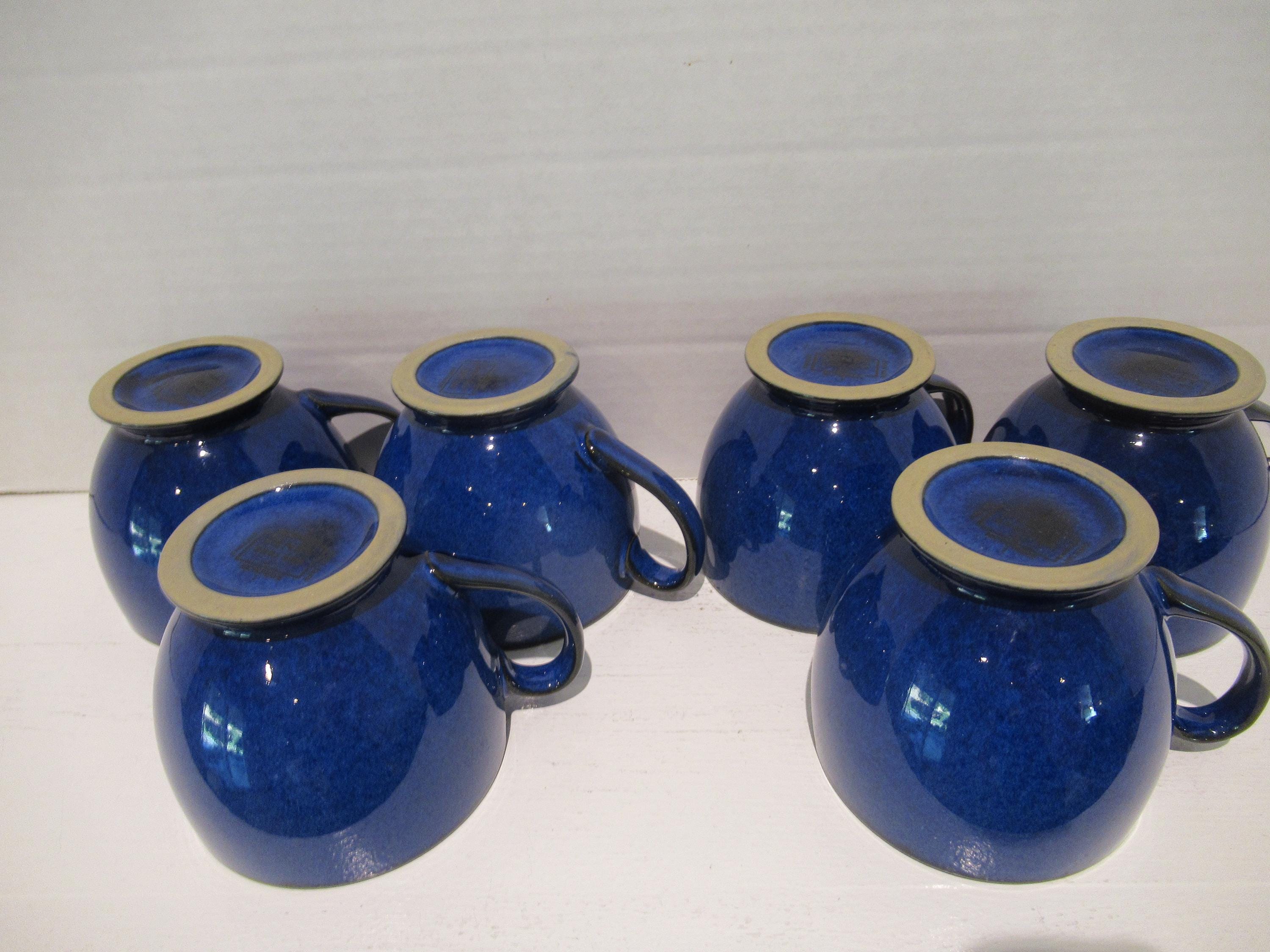 6 Denby Metz Footed Cups 6 Blue & Green Stoneware England - Etsy