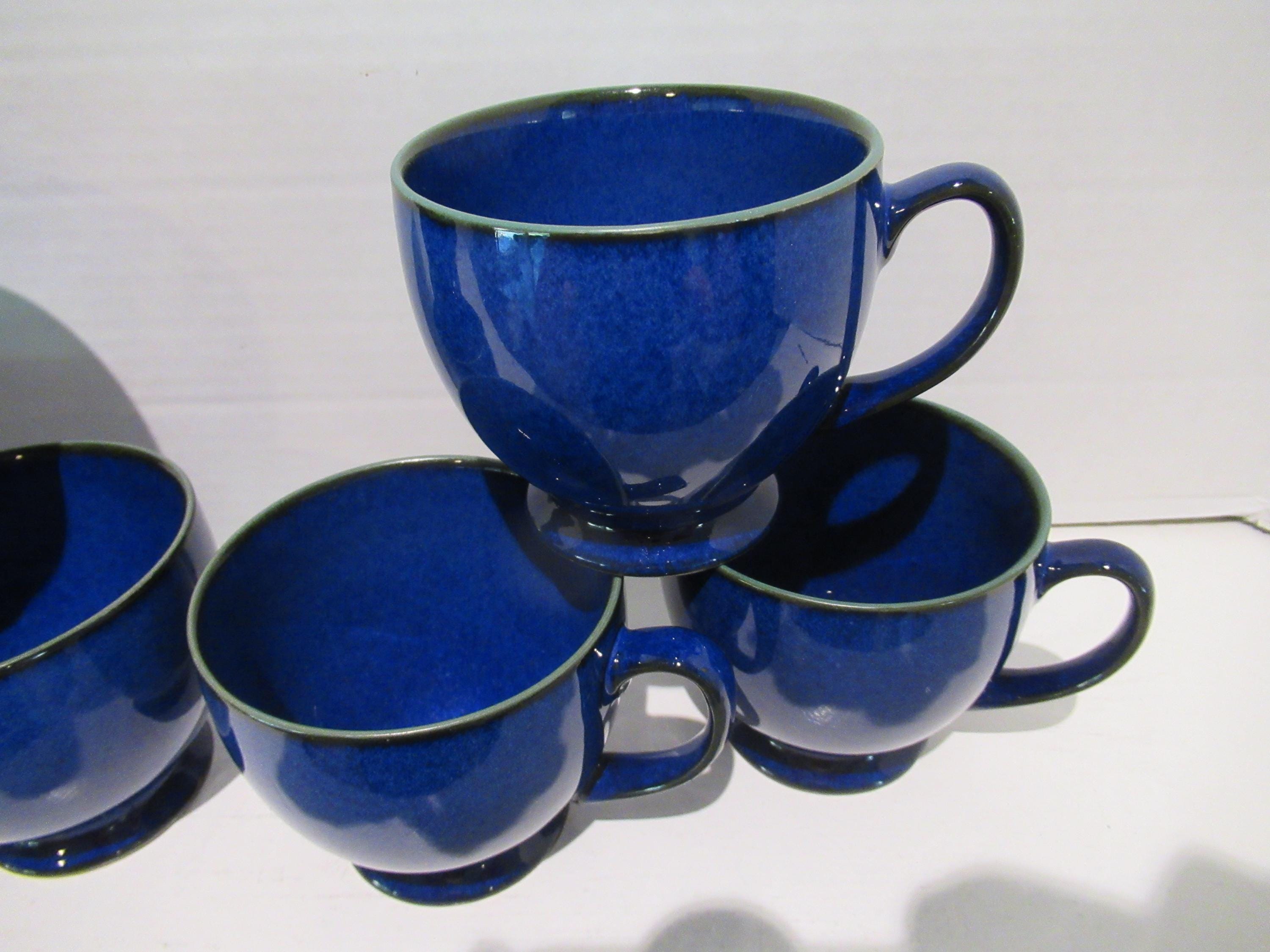 6 Denby Metz Footed Cups 6 Blue & Green Stoneware England - Etsy