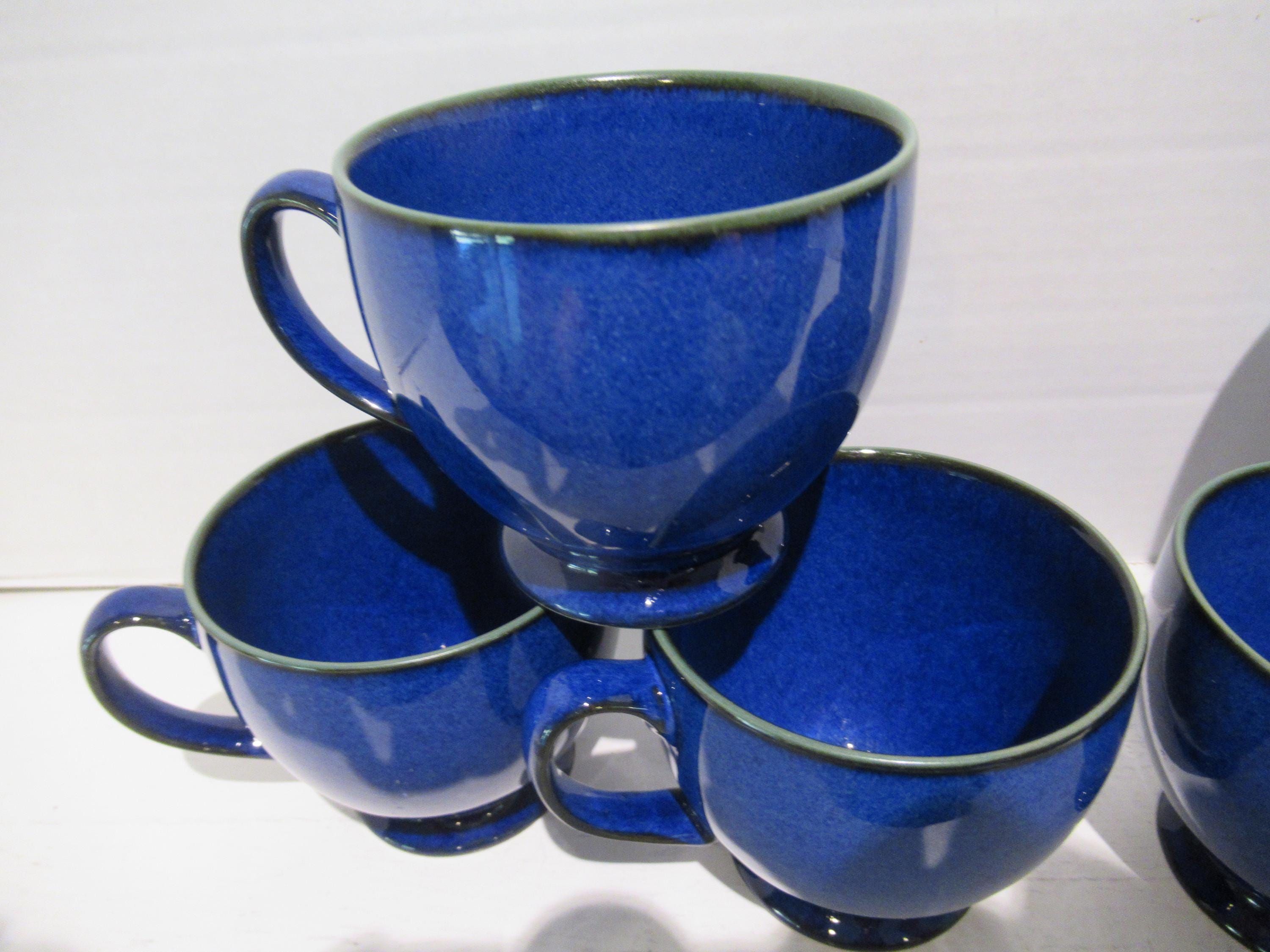 6 Denby Metz Footed Cups 6 Blue & Green Stoneware England - Etsy