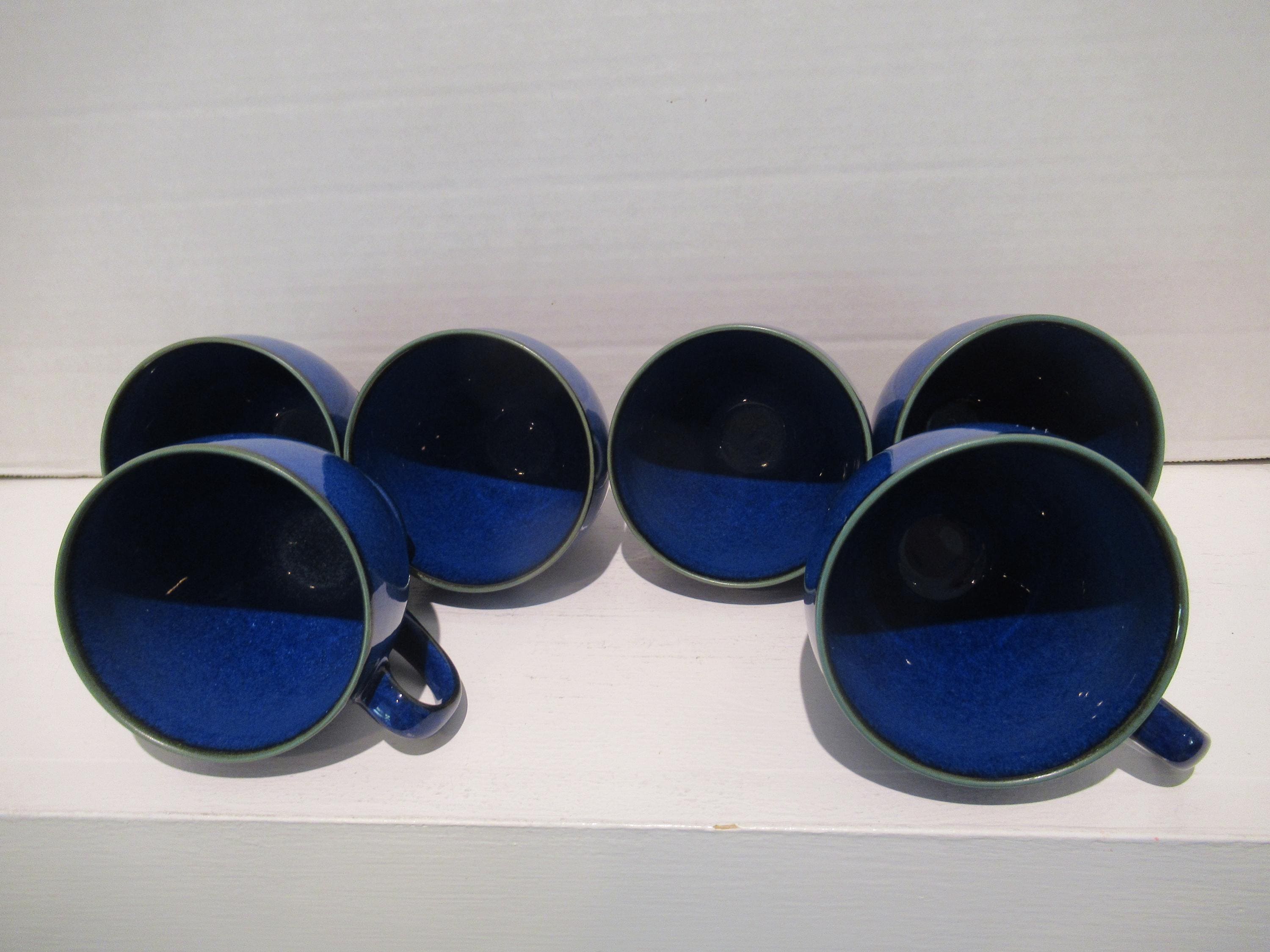 6 Denby Metz Footed Cups 6 Blue & Green Stoneware England - Etsy
