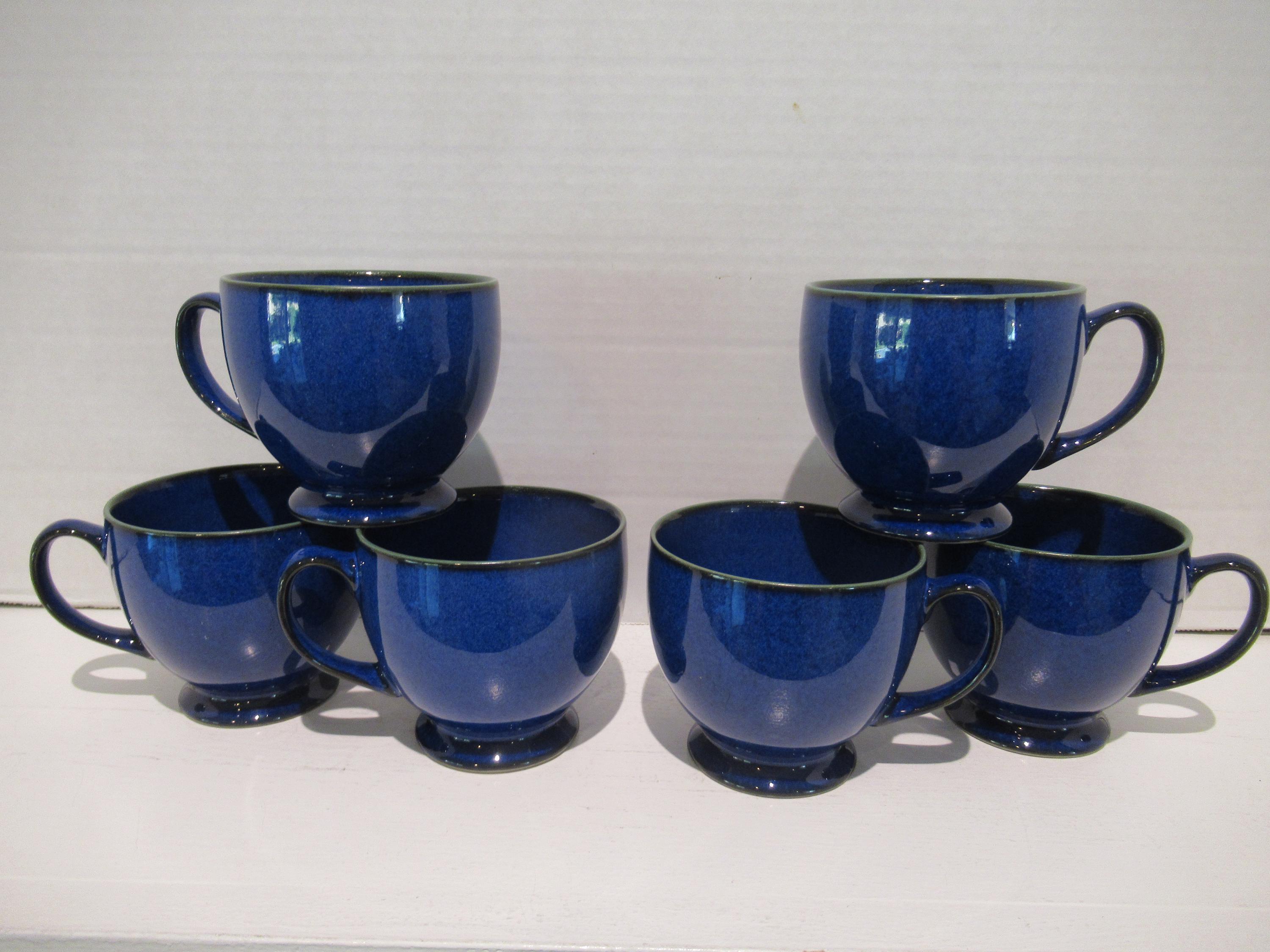 6 Denby Metz Footed Cups 6 Blue & Green Stoneware England - Etsy