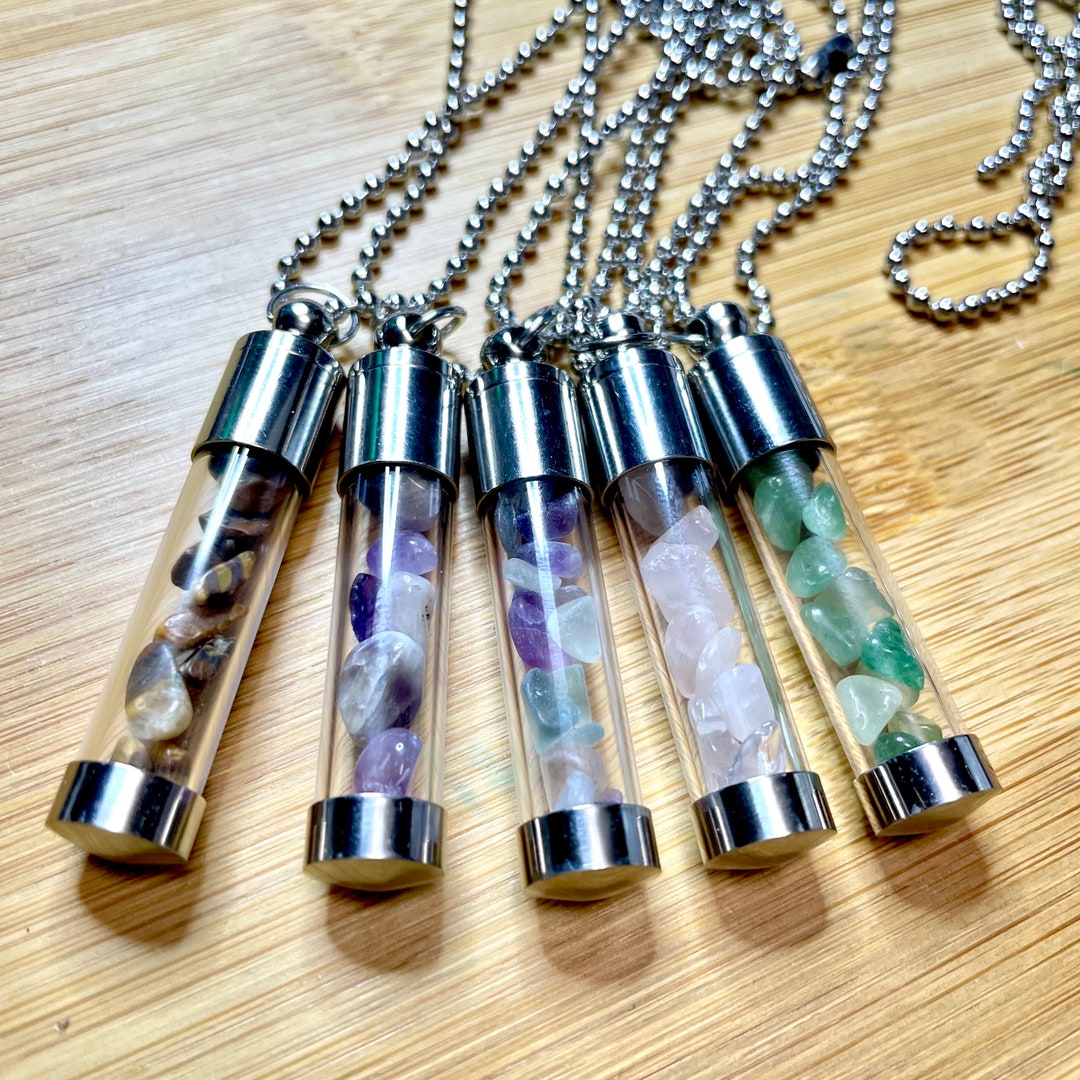 Moon Water Pendant, Blue Super Moon Necklace, Crystal Infused ...