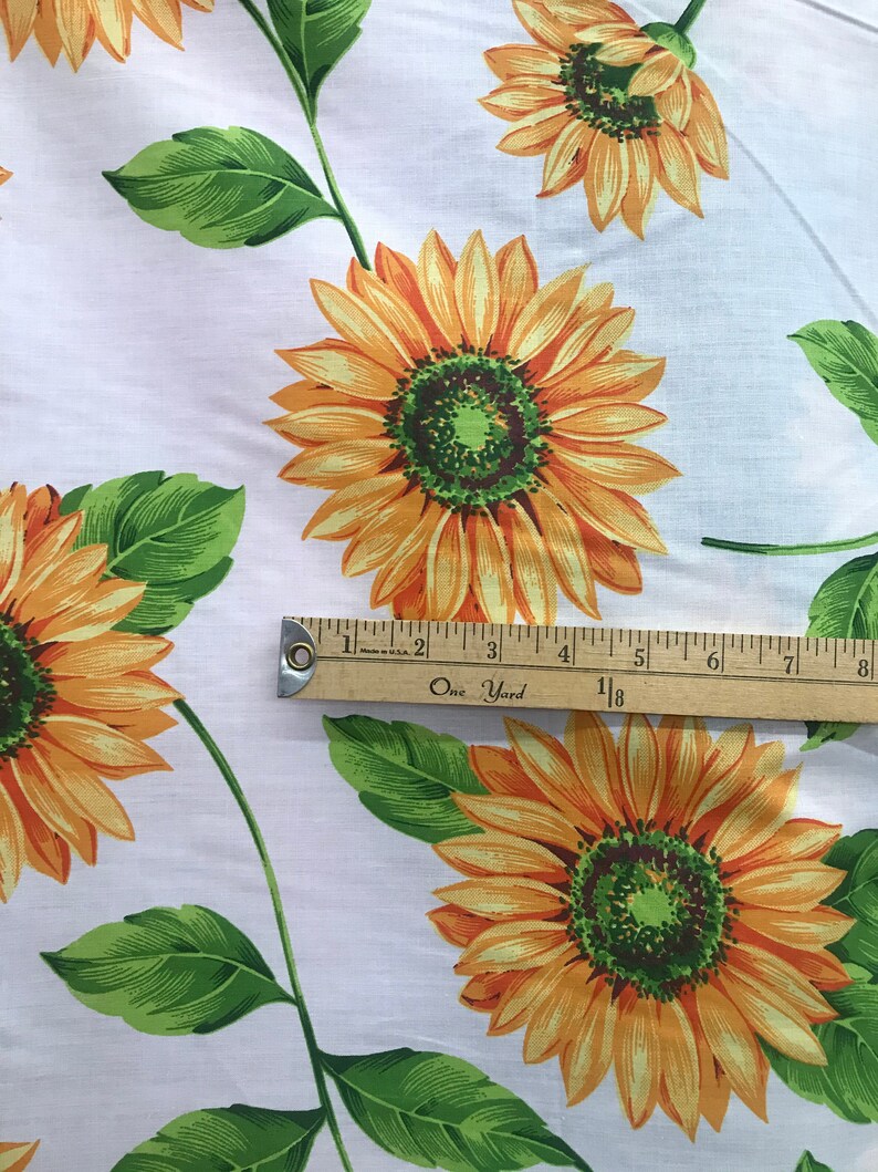 Big Sunflower Poly Cotton Print Fabric Non-stretch Sells by - Etsy