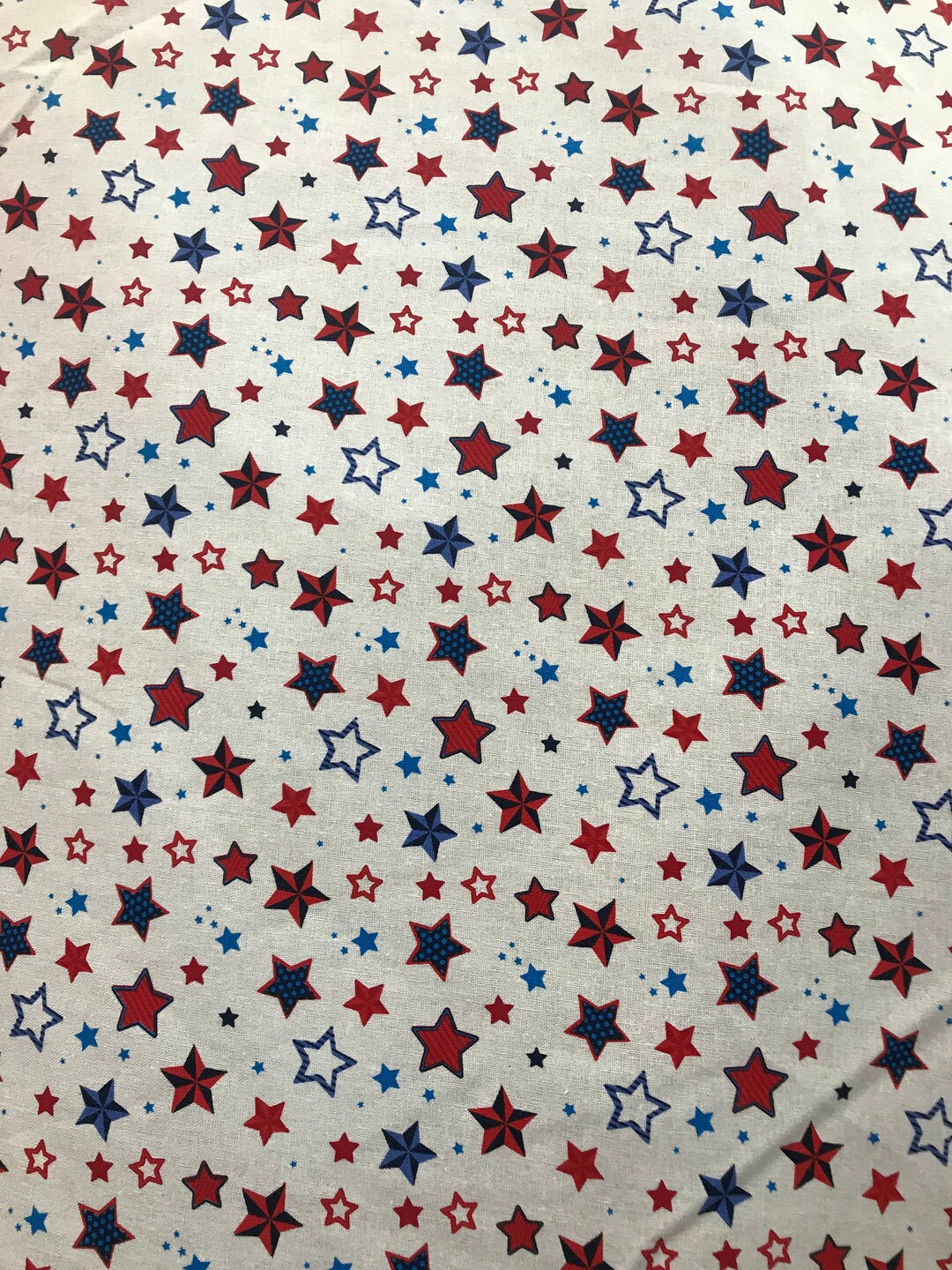 Multi Color & Size Stars on White, 100% Cotton, 58" Wide, Sells by the ...