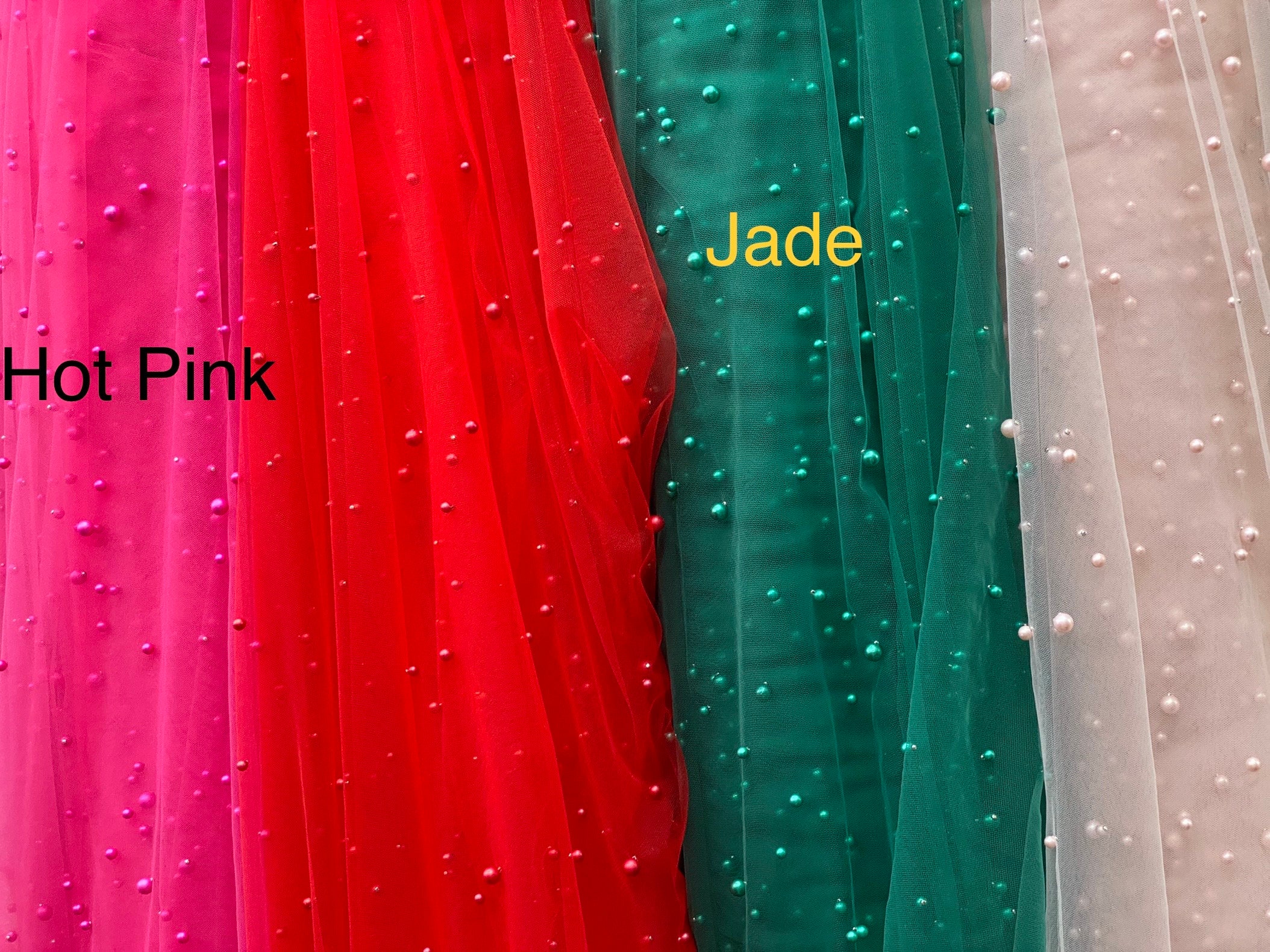 Scattered Pearls Studded Mesh 2-way Stretch Price is for a - Etsy