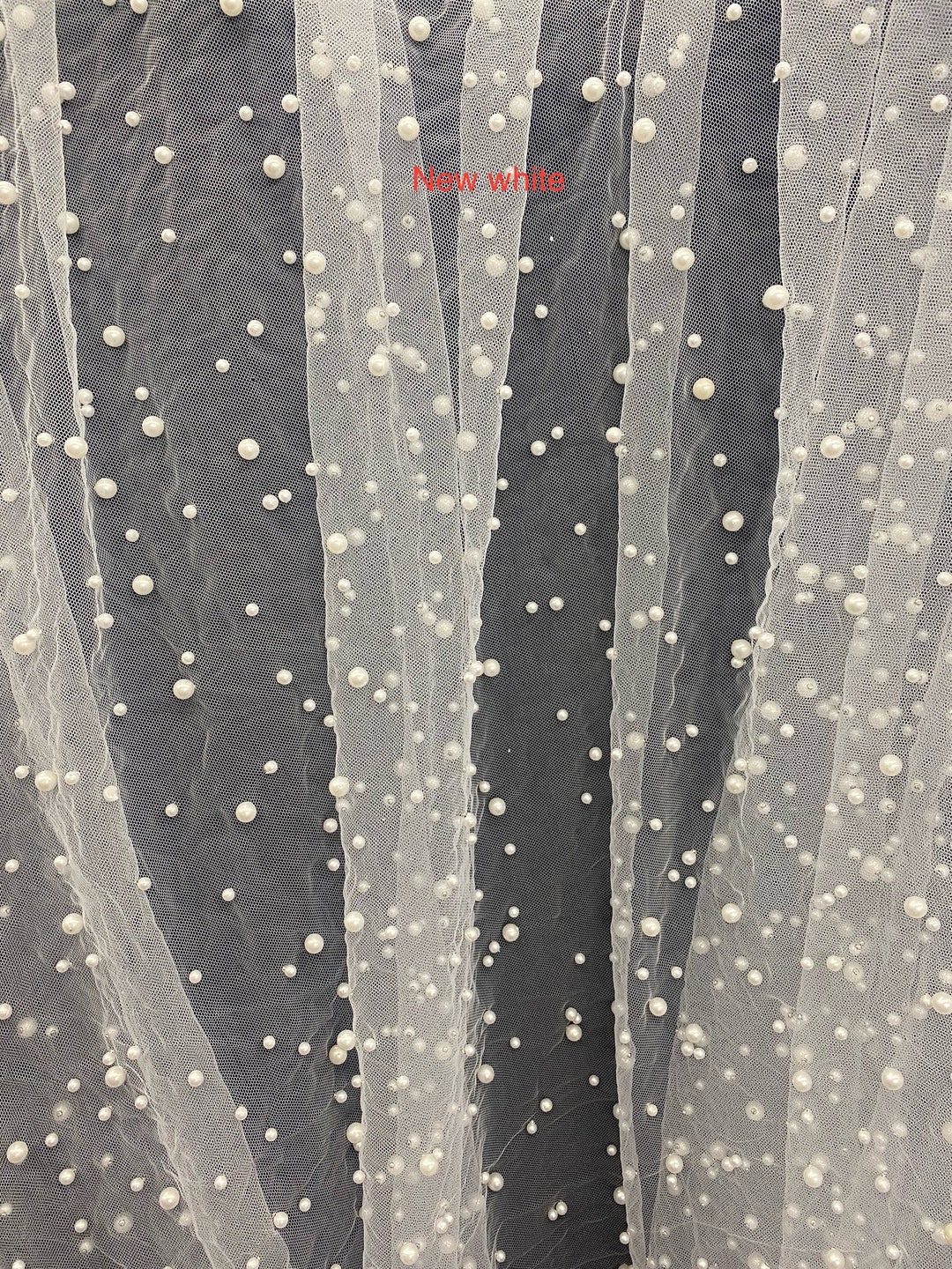 Scattered Pearls Studded Mesh, 2-way Stretch, Price is for a Full Yard ...