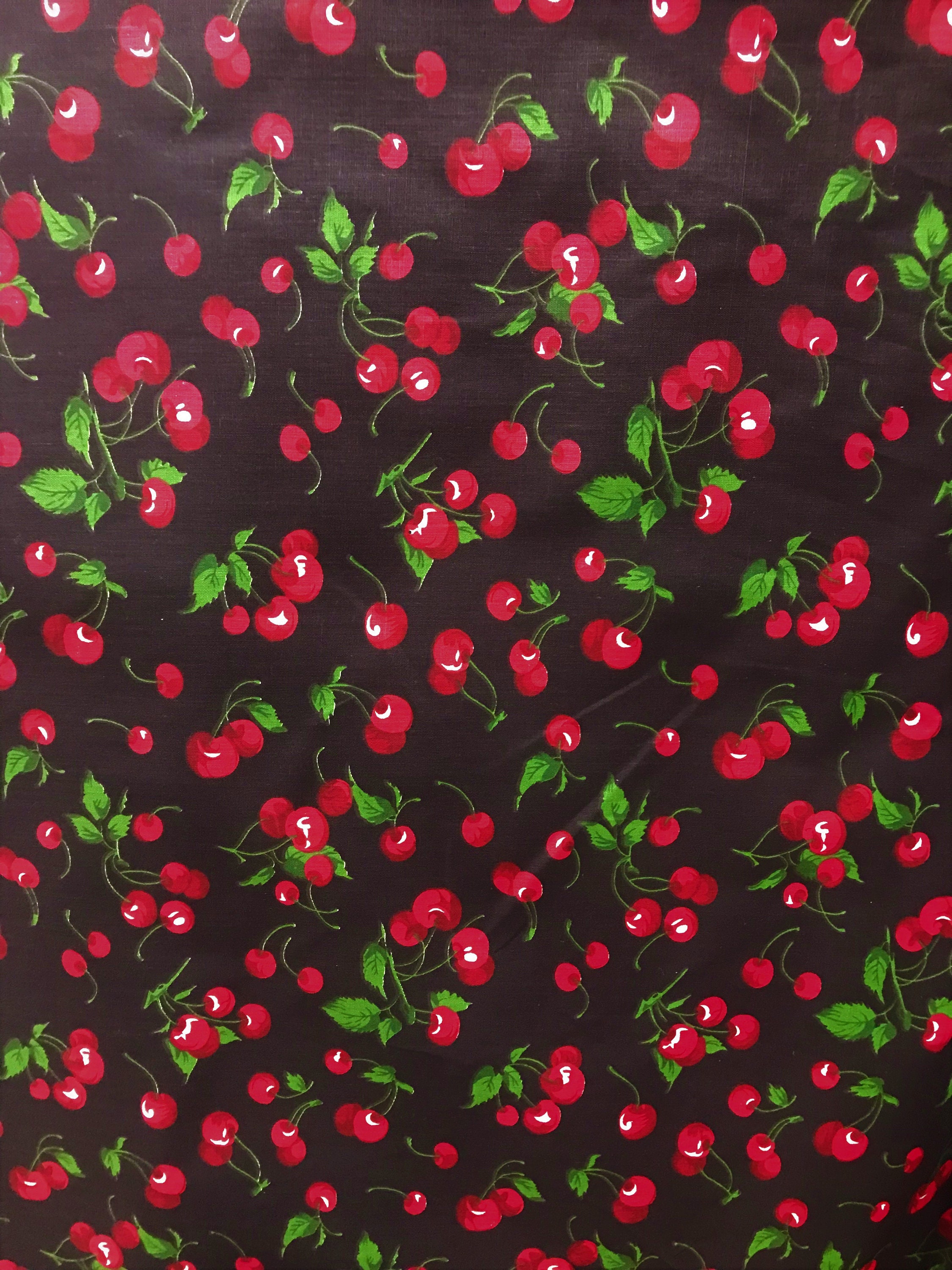 All Over Cherries Poly Cotton Print Fabric, 60" Wide, Non-stretch ...