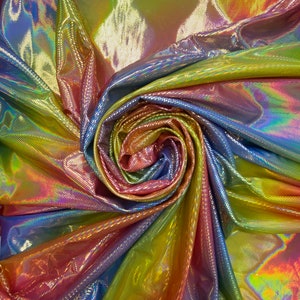 Slanted Rainbow Hologram Foil Spandex, 2-way Stretch, 60" Wide, Sells ...