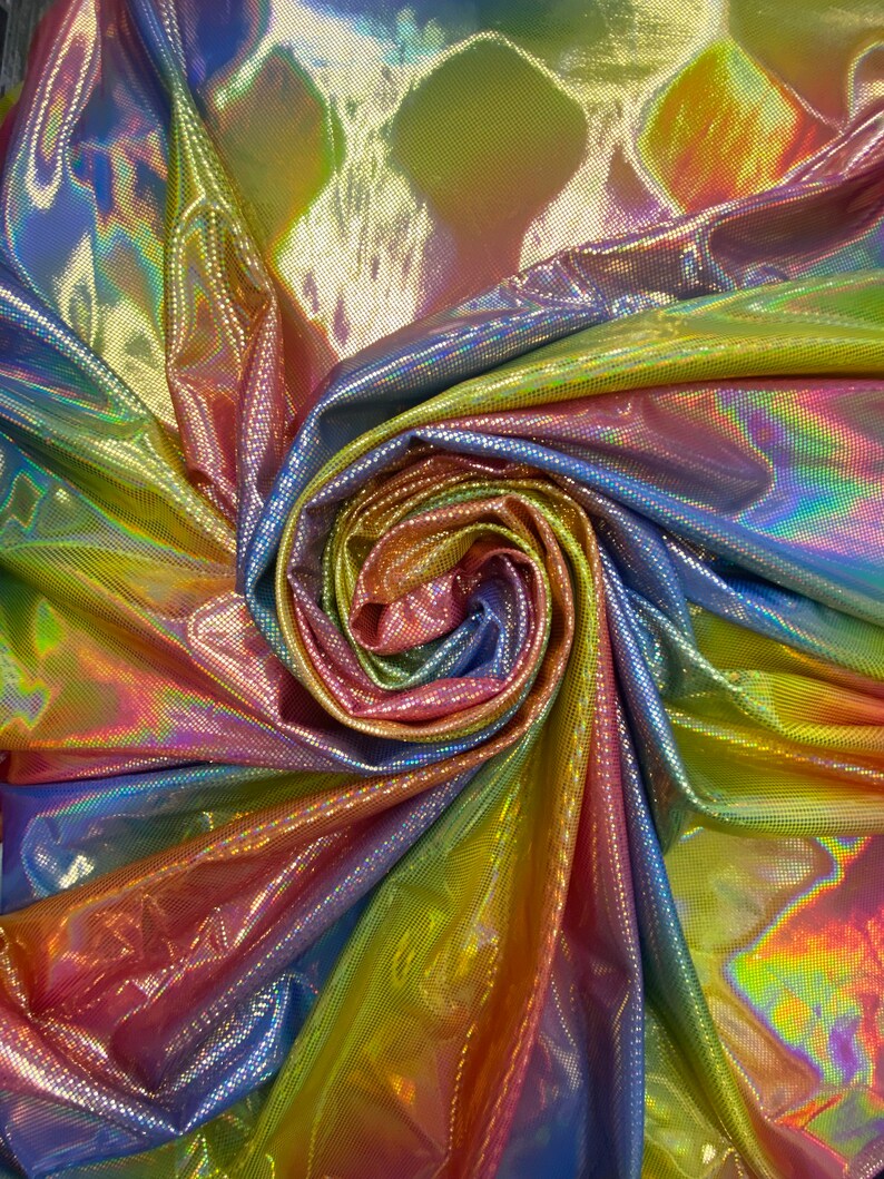 Slanted Rainbow Hologram Foil Spandex, 2-way Stretch, 60" Wide, Sells ...