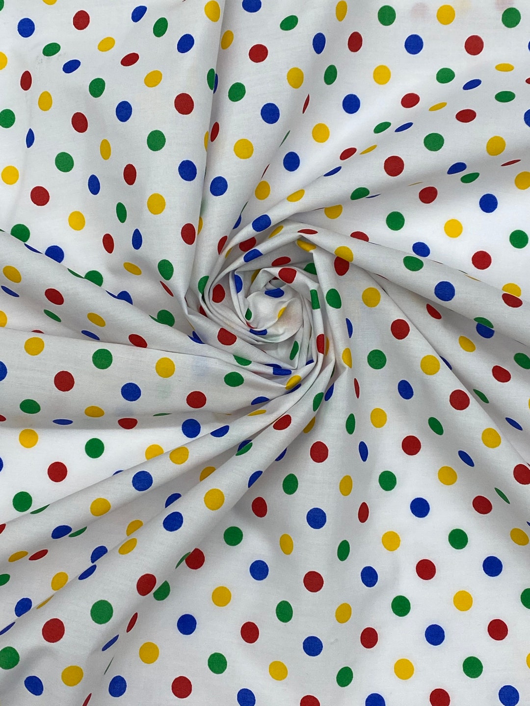 Multi Color Dots Poly Cotton Print, 3/8" Dots, 60" Wide, Sells by the ...