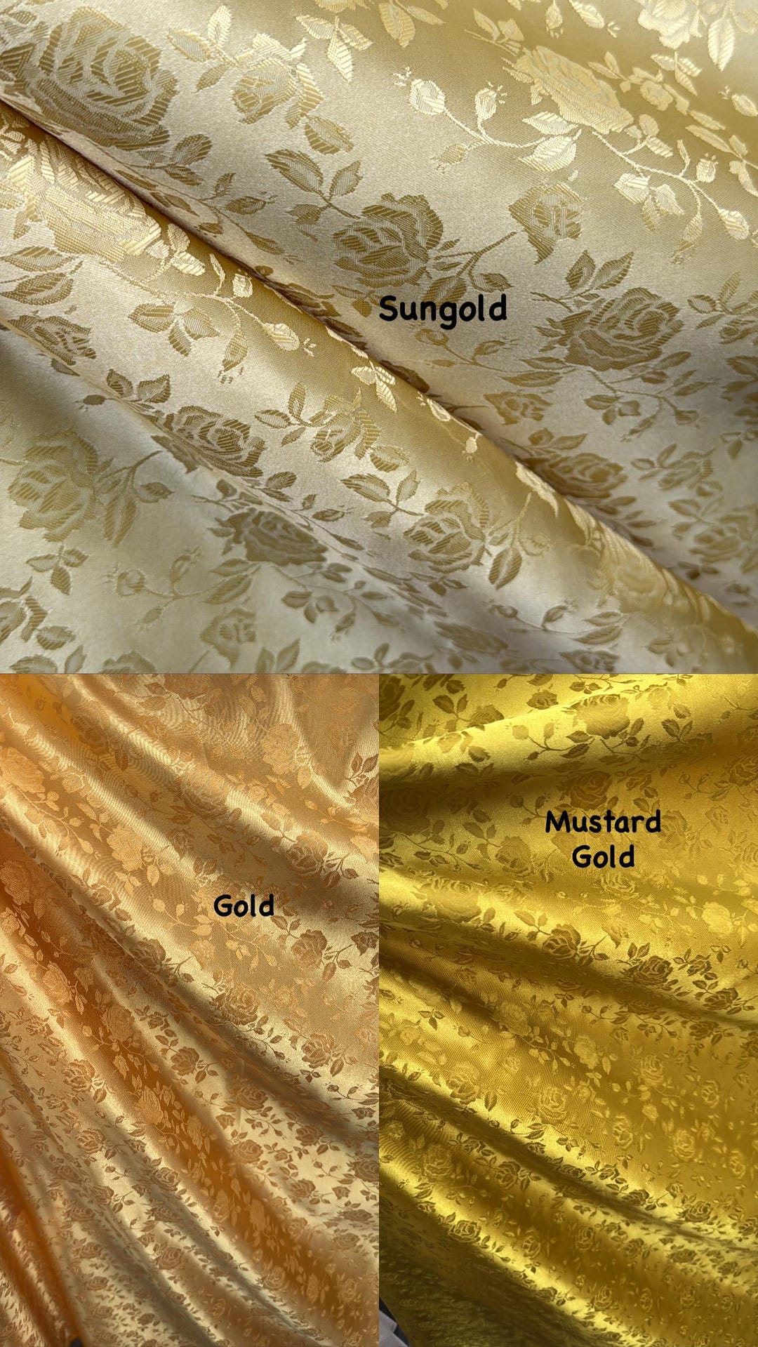 Rose Floral Brocade Jacquard Satin, Sells/price by Yard, Non-stretch ...