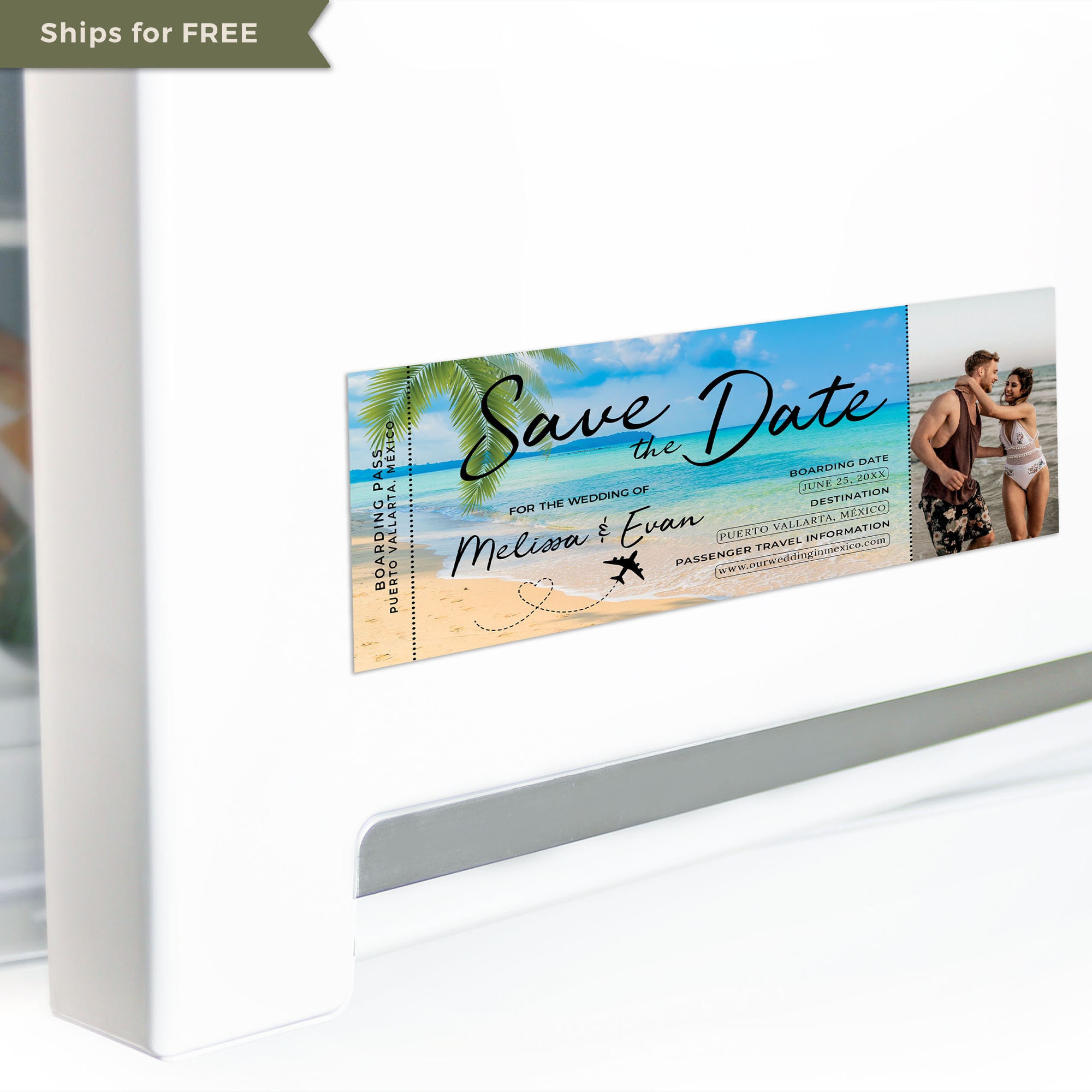 Calligraphy Save the Date Boarding Pass Fridge Magnet With QR - Etsy