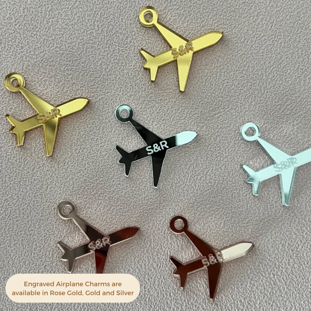 Engraved Airplane Charms for Destination Wedding Invitations, Made of ...