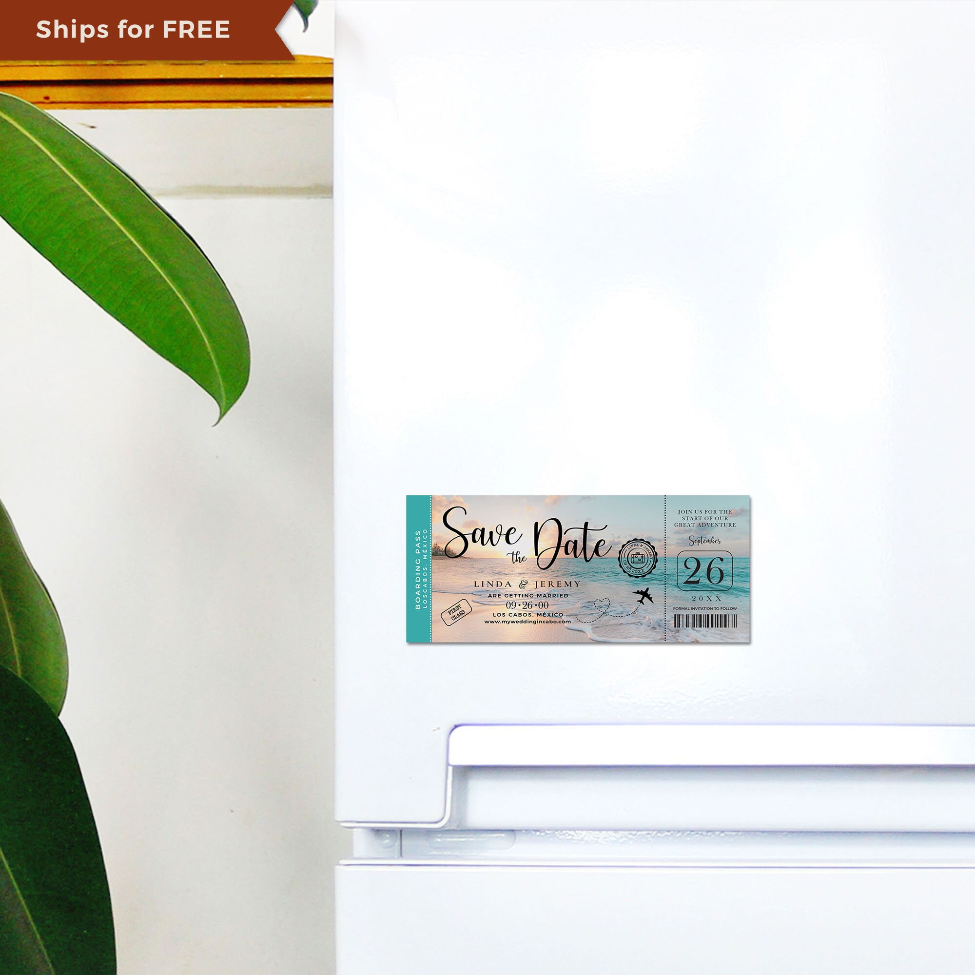 Save the Date Fridge Magnet QR Code Boarding Pass With - Etsy