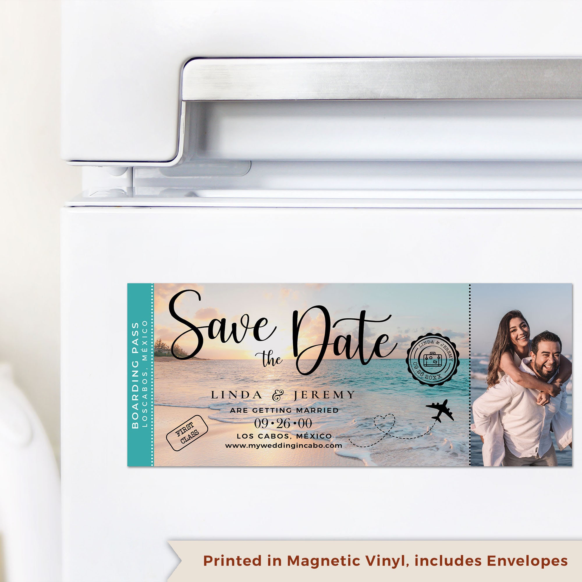 Save the Date Fridge Magnet QR Code Boarding Pass With - Etsy