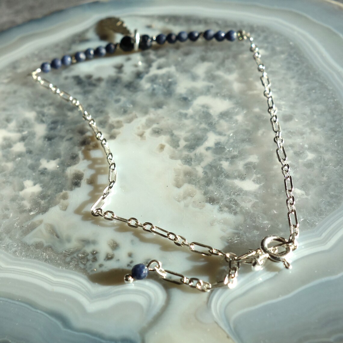 Gemstone Anklet With Sapphire and Silver Chain Sterling - Etsy