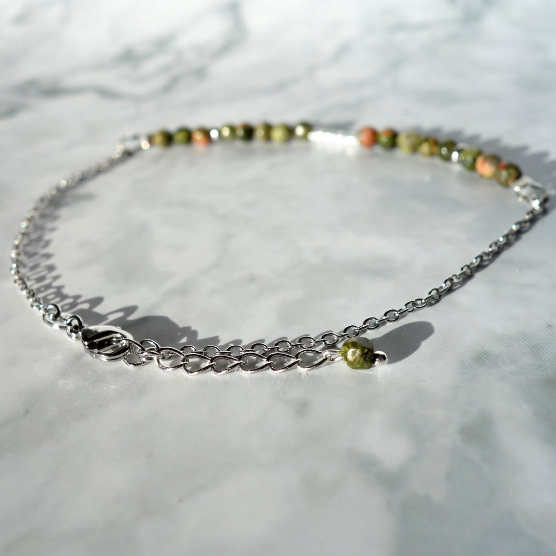 Gemstone Anklet With Unakite, Yoga Anklet, Sun Anklet, Bead Anklet ...