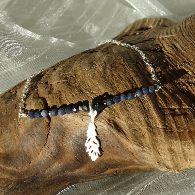 Gemstone Anklet With Sapphire and Silver Chain Sterling - Etsy