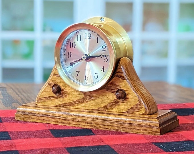 Vintage Solid Brass Ships Clock / Mariner's Chronometer on Solid Oak ...
