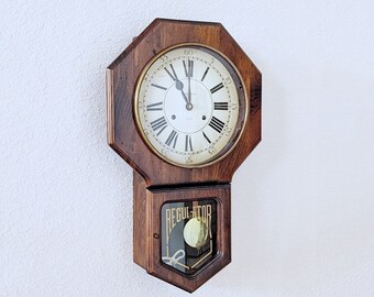 Small Vintage Grandfather Wall Clock, 8 Day Wind-up Mechanical Clock ...