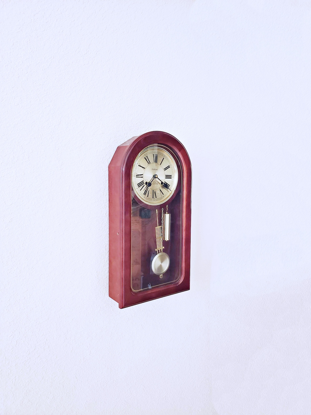 Vintage / Antique Mid Century Modern, Mahogany 31 Day Chiming Pendulum Wall Clock Professionally ...