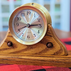 Vintage Solid Brass Ships Clock / Mariner's Chronometer on Solid Oak ...