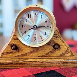 Vintage Solid Brass Ships Clock / Mariner's Chronometer on Solid Oak ...
