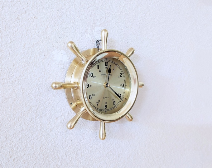 Vintage / Antique Solid Brass Ship's Time Clock Co “helmsman” Ships ...