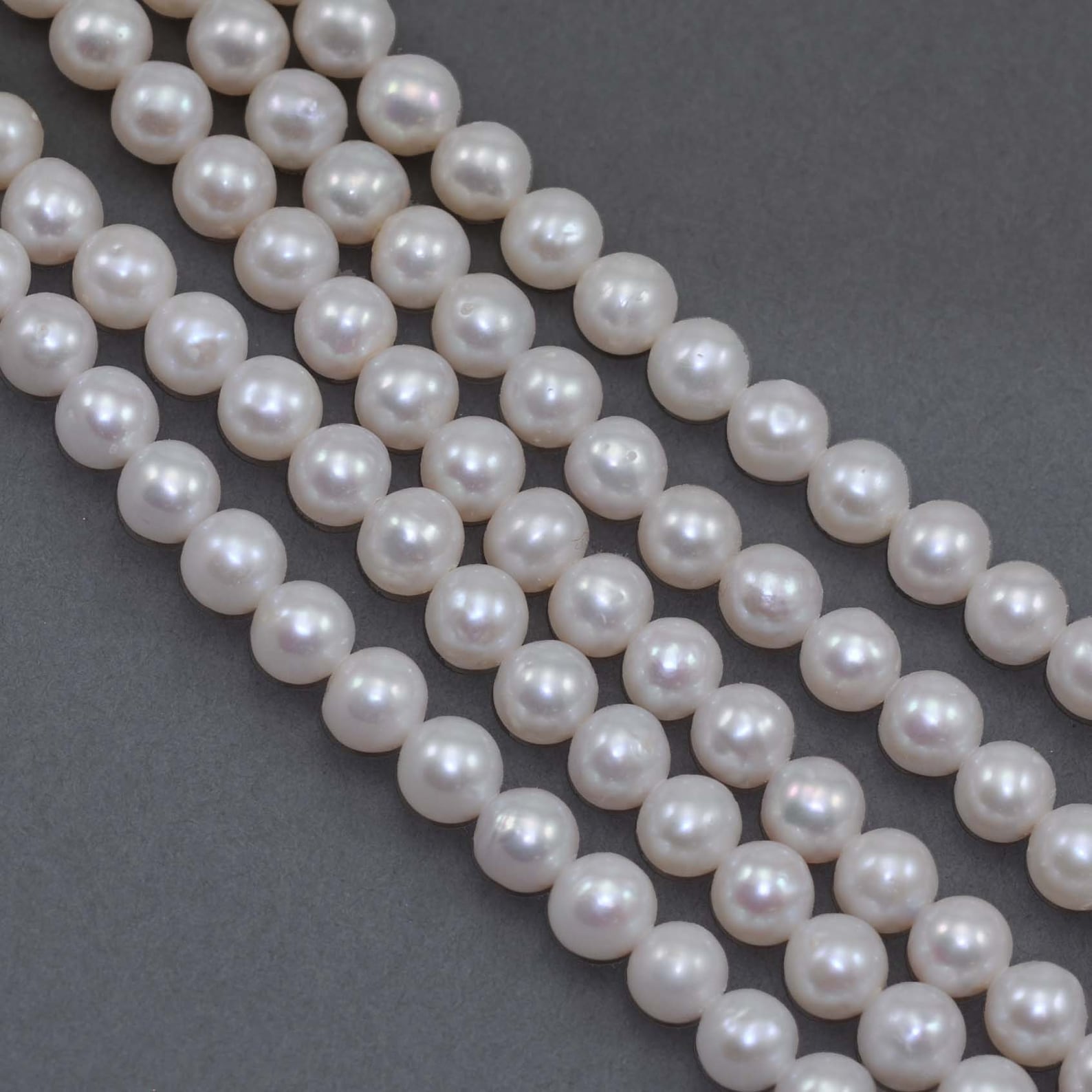 White Round AK Freshwater Loose Pearl Beads for Jewellery Making 6mm ...