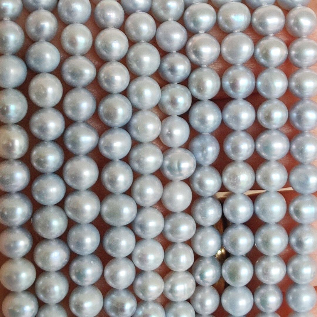 Pastel Blue Pearls Near Round Genuine Freshwater Beads for Jewellery ...