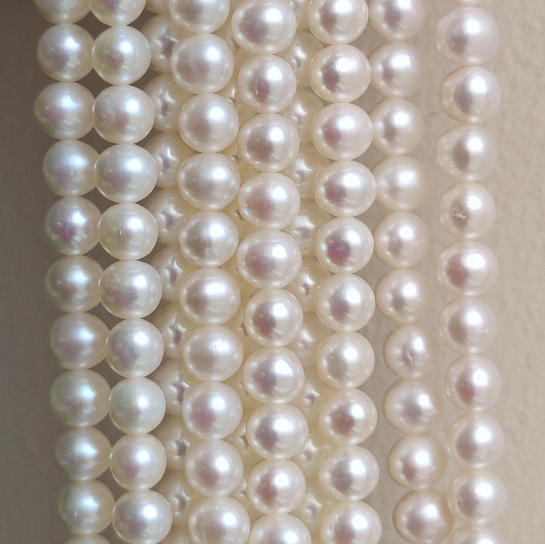 Ivory White Near Round Freshwater Pearls Loose Beads for Jewellery ...