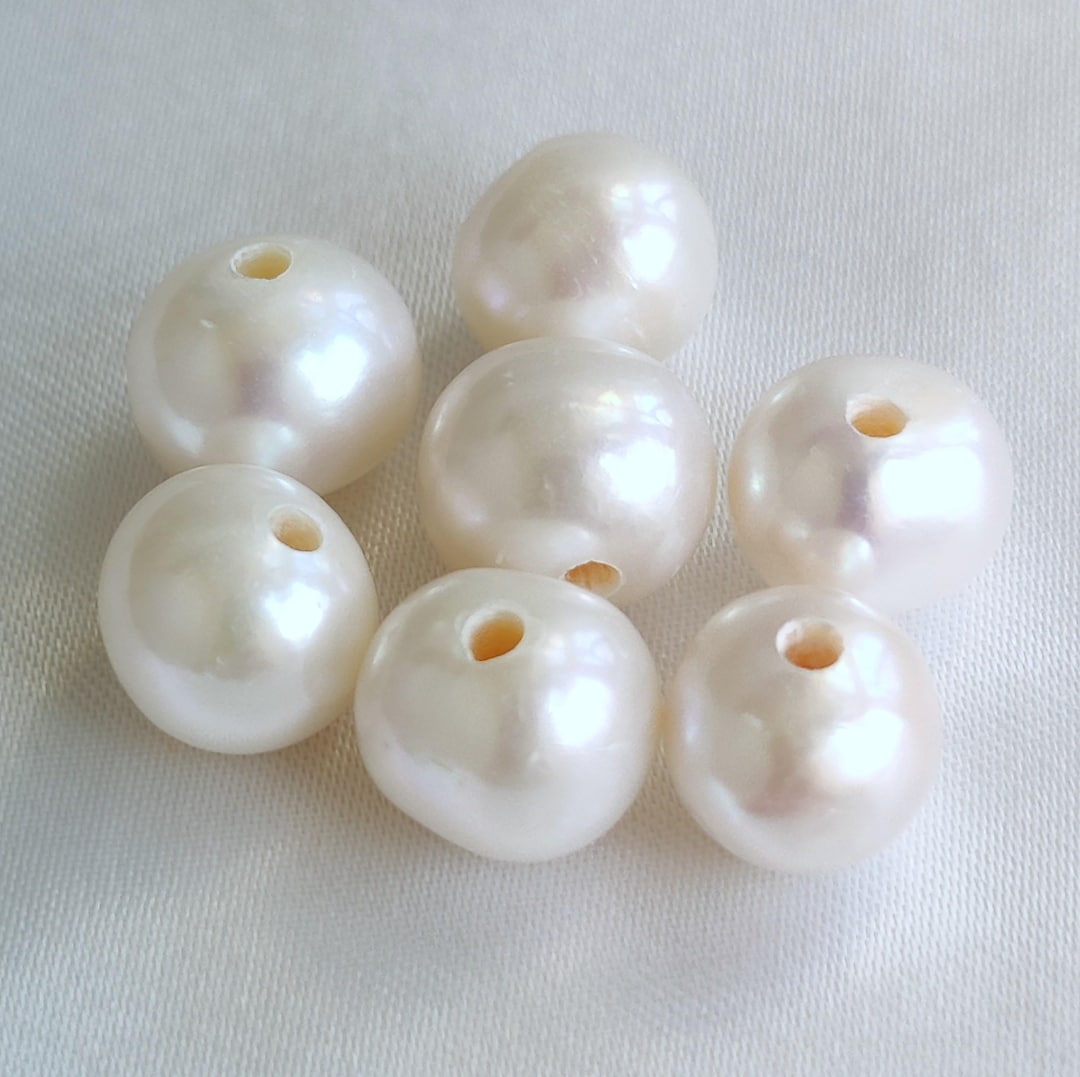2mm Large Hole Big White Near Round Freshwater Pearls Beads Jewellery ...