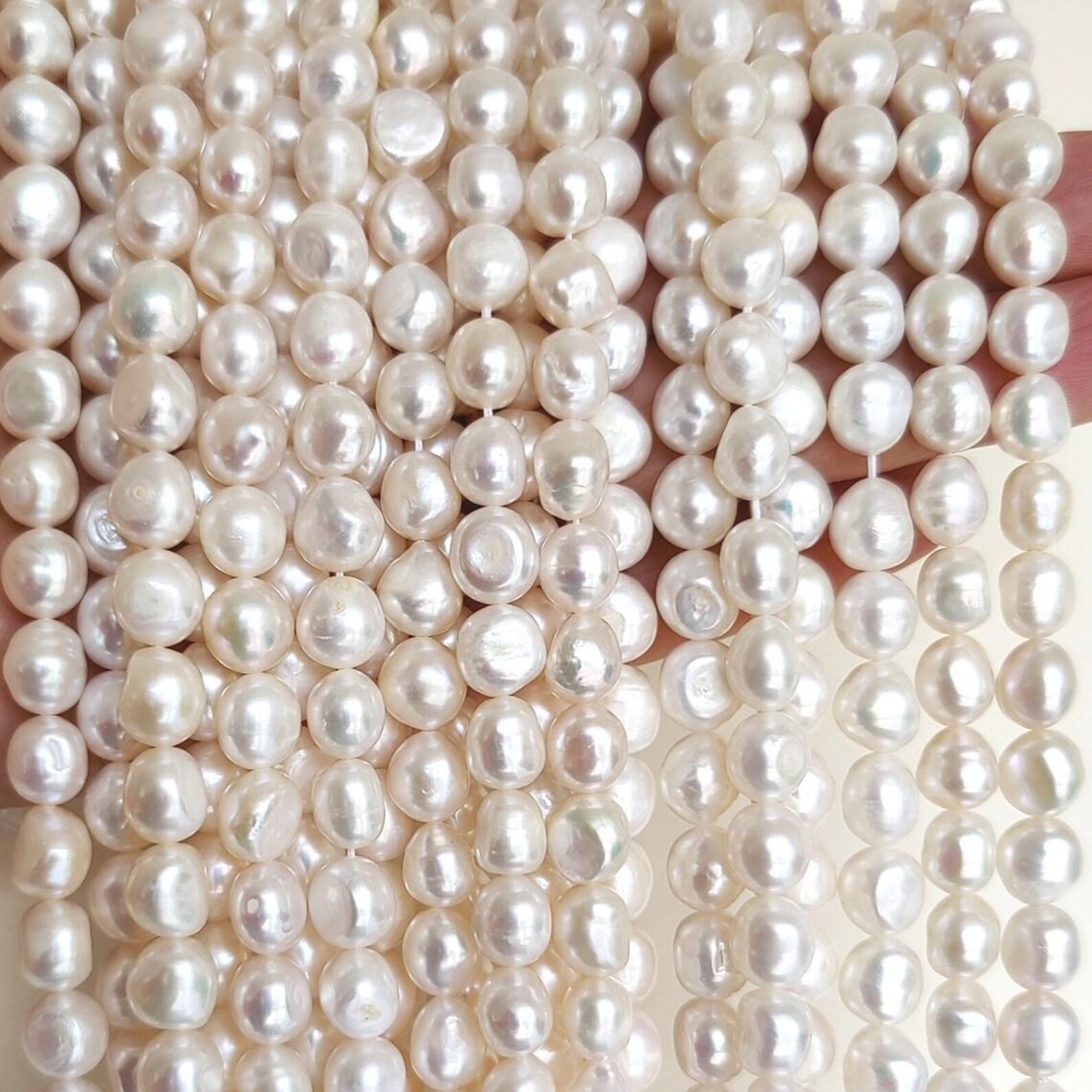 Natural Freshwater Loose Pearls Ivory White Oval Baroque for Jewellery ...